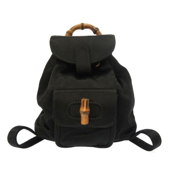 Gucci | Bags | Gucci Bamboo Black Synthetic Backpack Bag Preowned ...